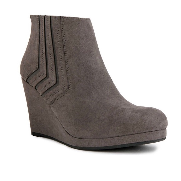 Sugar | Shoes | Sugar Juliette Grey Slip On Wedge Boots Booties | Poshmark